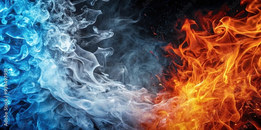 Fire and Ice HD wallpaper featuring contrasting elements of flames and ...