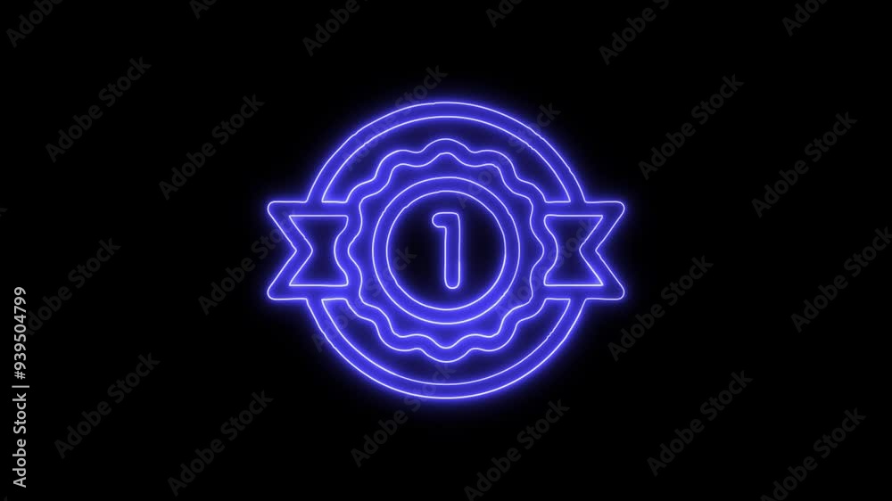 Neon Best Quality Icon - HD Animated Design with Linear Symbol on Black ...