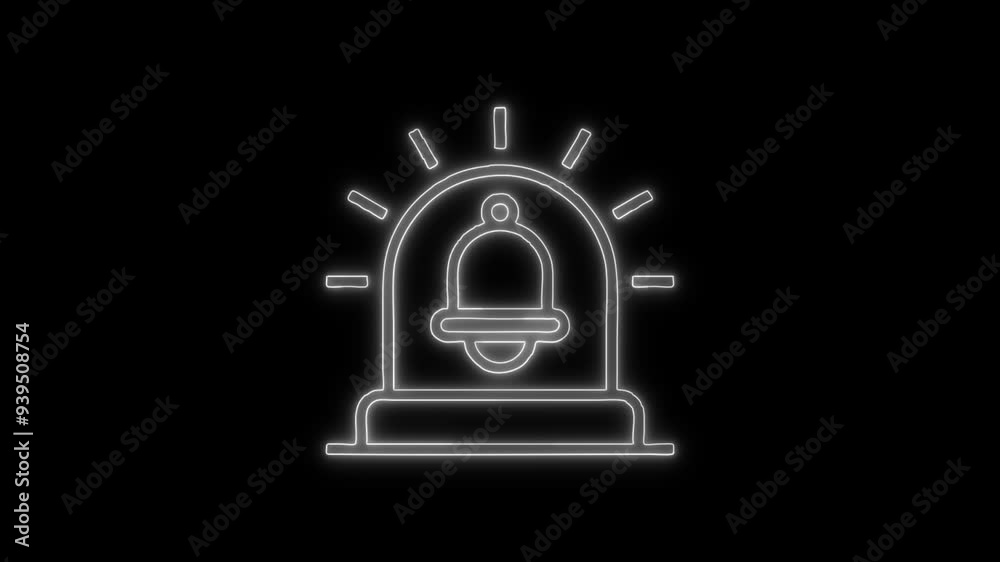 Neon Emergency Icon - HD Animated Design with Linear Symbol on Black ...