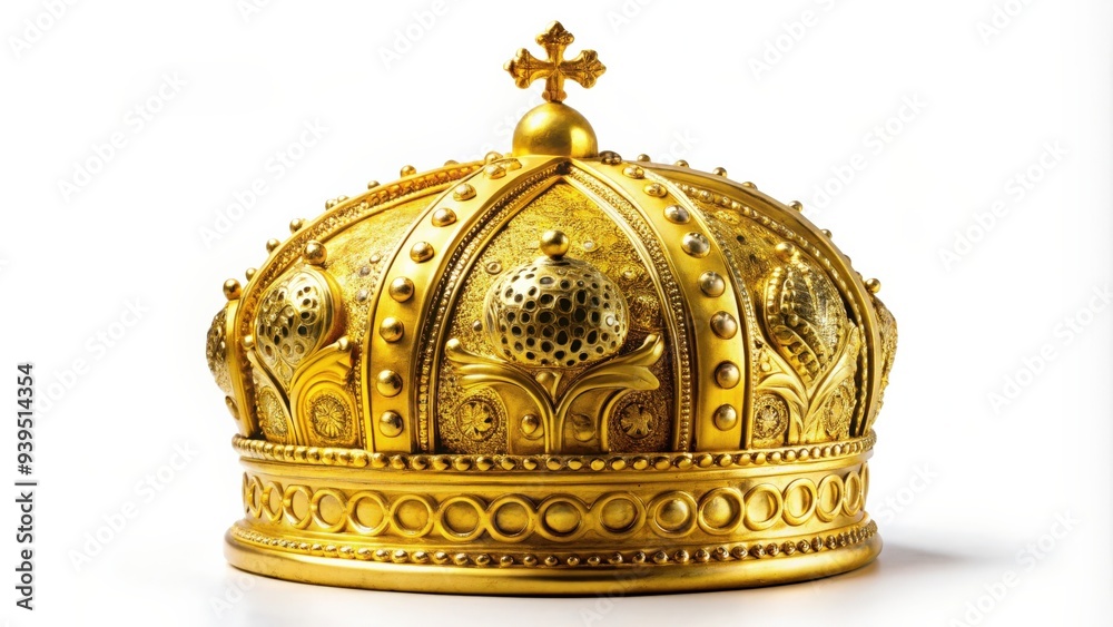 Isolated golden mitre, solemn headgear of the orthodox bishop ...