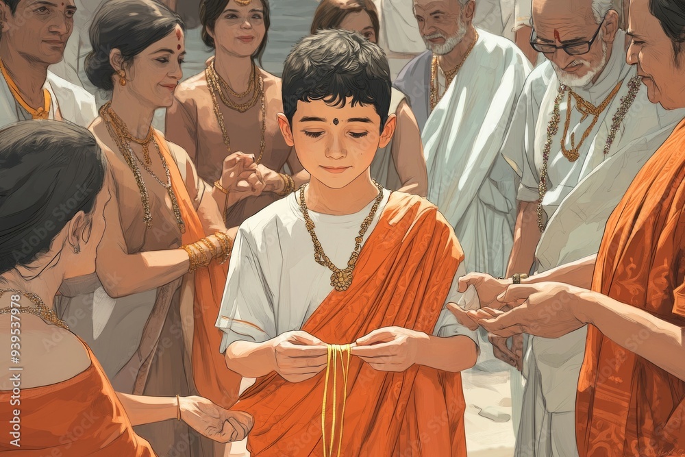 Sacred Thread Janeu Initiation Ceremony Hinduism Religion Spiritual ...