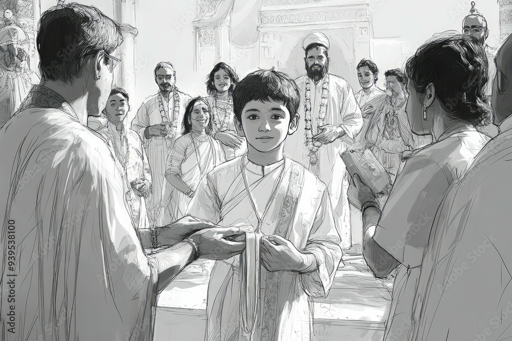 Sacred Thread Janeu Initiation Ceremony Hinduism Religion Spiritual ...