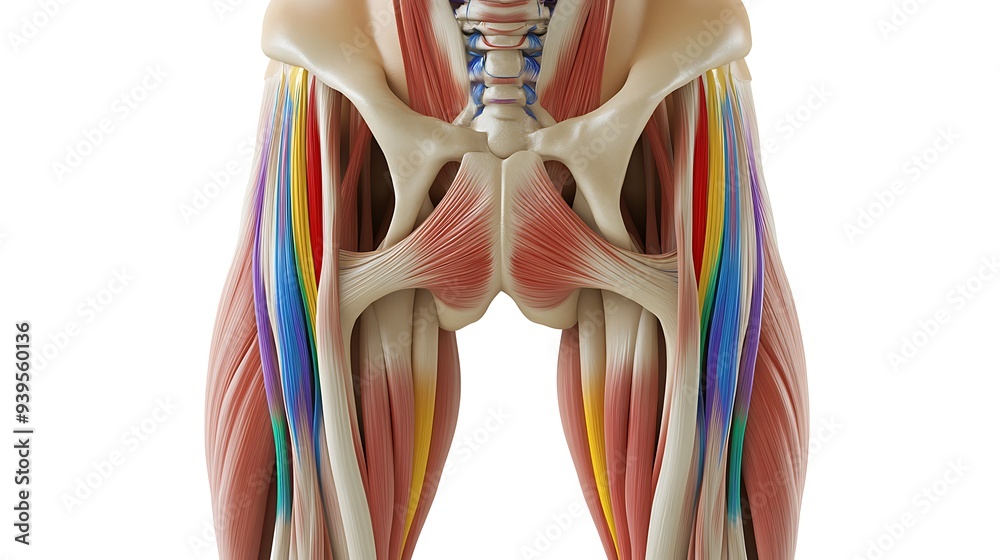 Detailed Vector Illustration of Tensor Fasciae Latae Muscles with ...