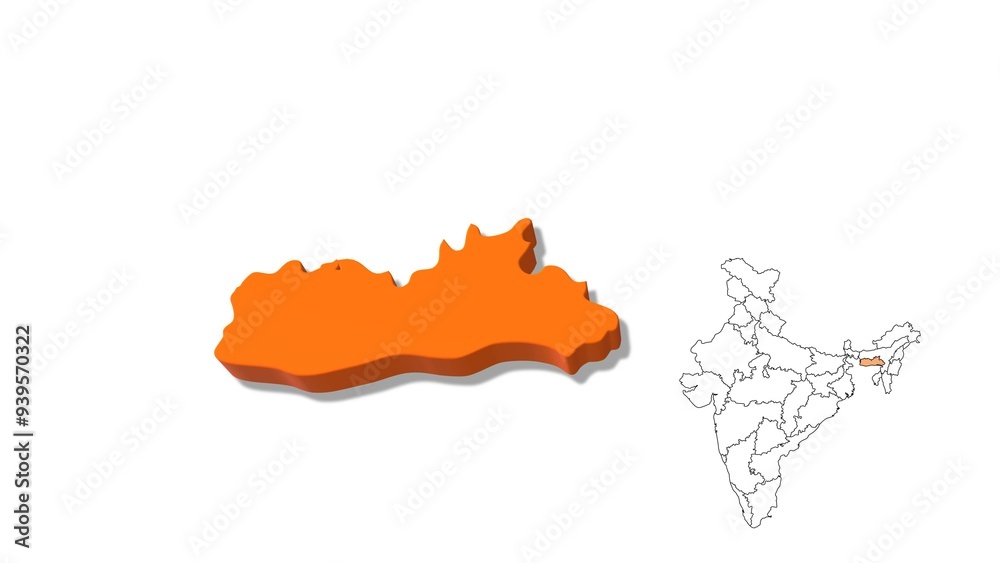India Map Showing Meghalaya State in Detail Stock Illustration | Adobe ...