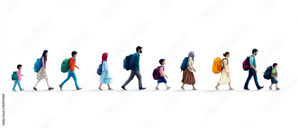 Diverse group of people walking together, symbolizing unity and ...