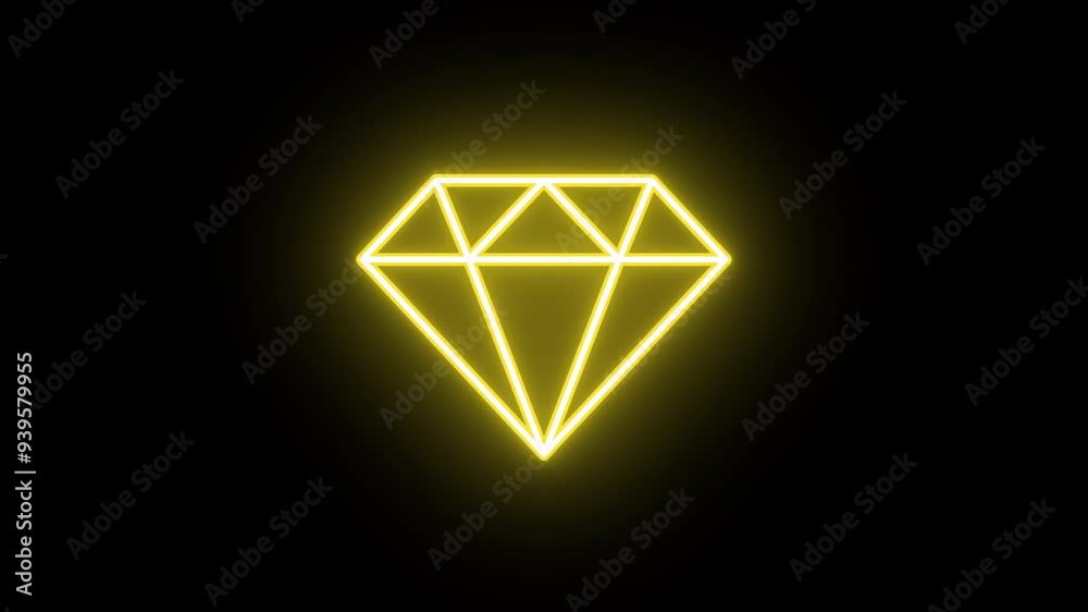 Neon diamond sign animation, uniform rotation with color blink. Glowing ...