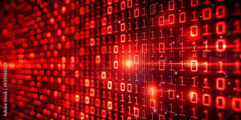 Digital red matrix wall background with numbers and letters. Futuristic ...