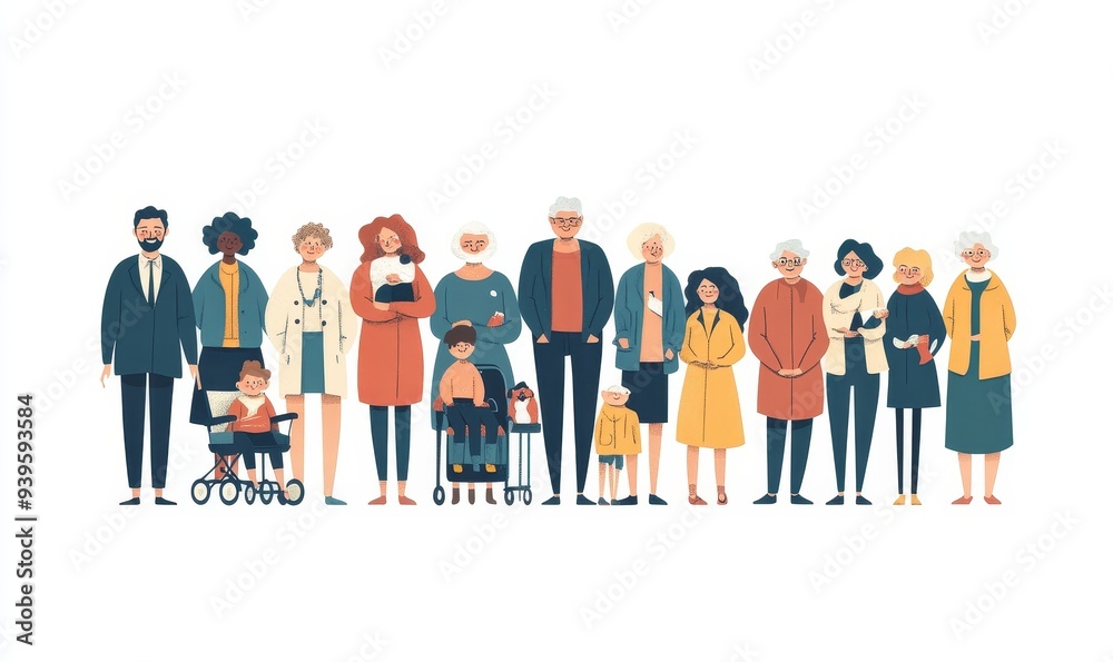 Socially diverse multicultural and multiracial people on an isolated ...