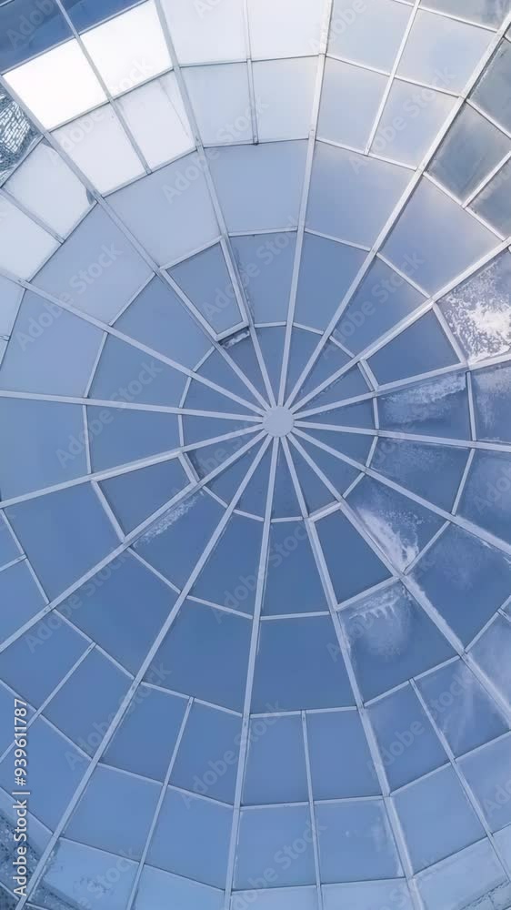 Top view on Structural glass facade curving roof of fantastic office ...