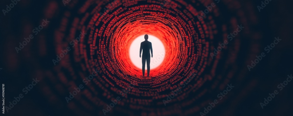 A figure trapped inside a cage made of words like "weak" and "crazy ...