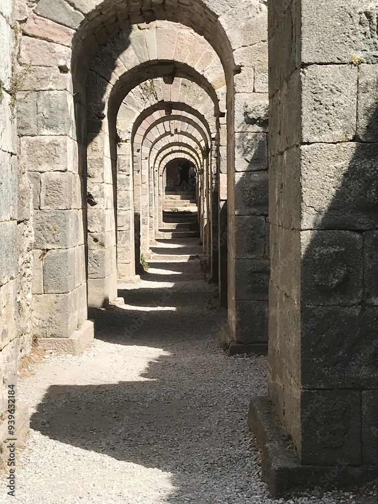 Bergama, Turkey - May 18, 2024: arcades in foundation of citadel in ...