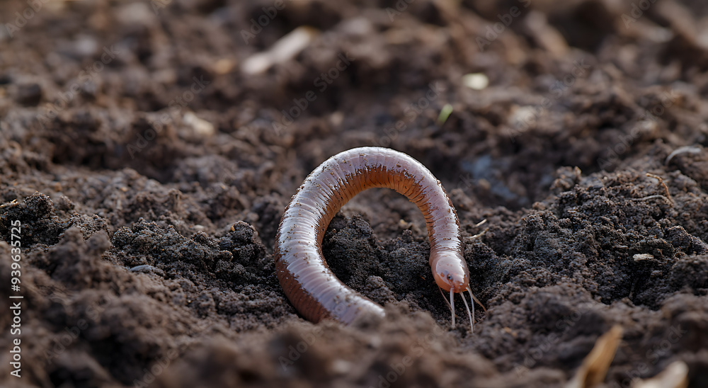 "Macro Shot of Earthworms Moving Through Soil, Highlighting the Natural ...