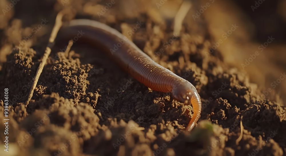 "Macro Shot of Earthworms Moving Through Soil, Highlighting the Natural ...
