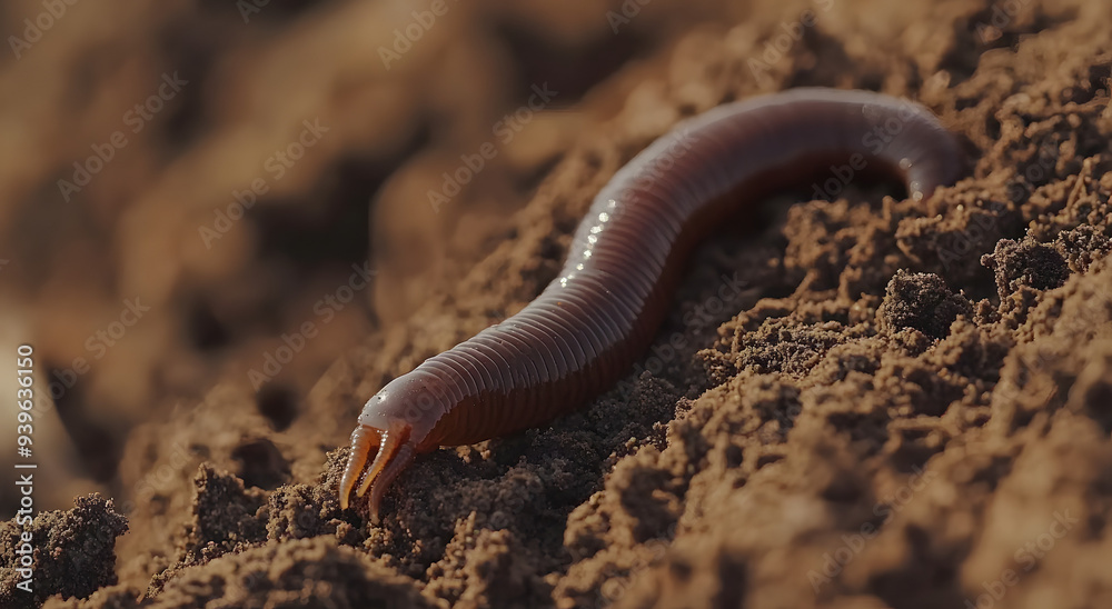 "Macro Shot of Earthworms Moving Through Soil, Highlighting the Natural ...