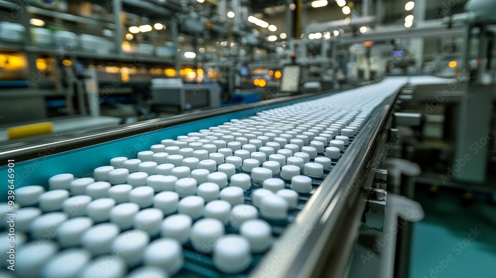 Conveyor Belt of White Caps A low angle perspective of a blue and ...