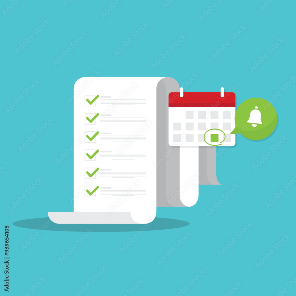 Check list document and calendar , paper check list and to do list with ...