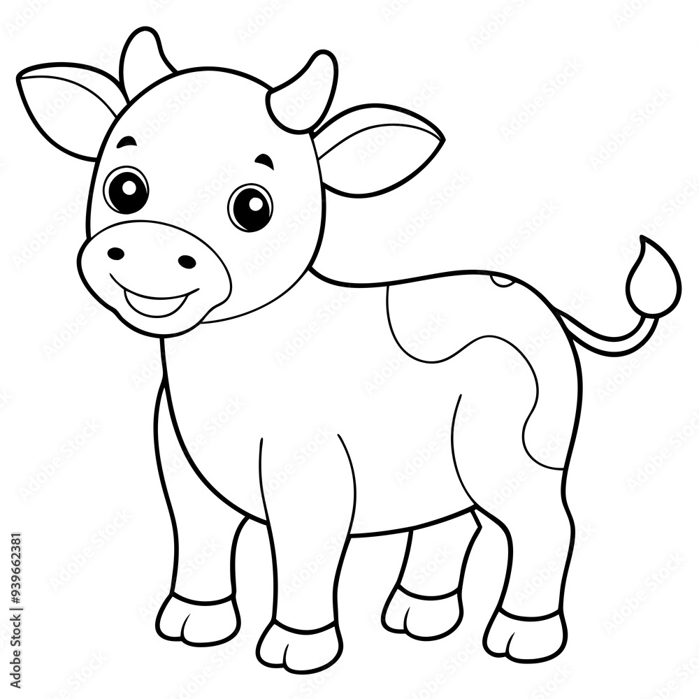 cow coloring page, cow outline, cow illustration, cartoon cow, kids ...