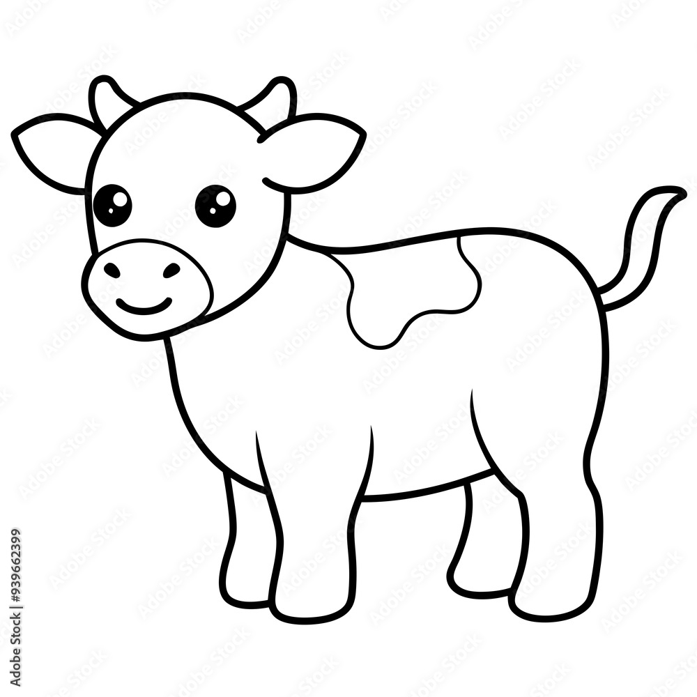 cow coloring page, cow outline, cow illustration, cartoon cow, kids ...