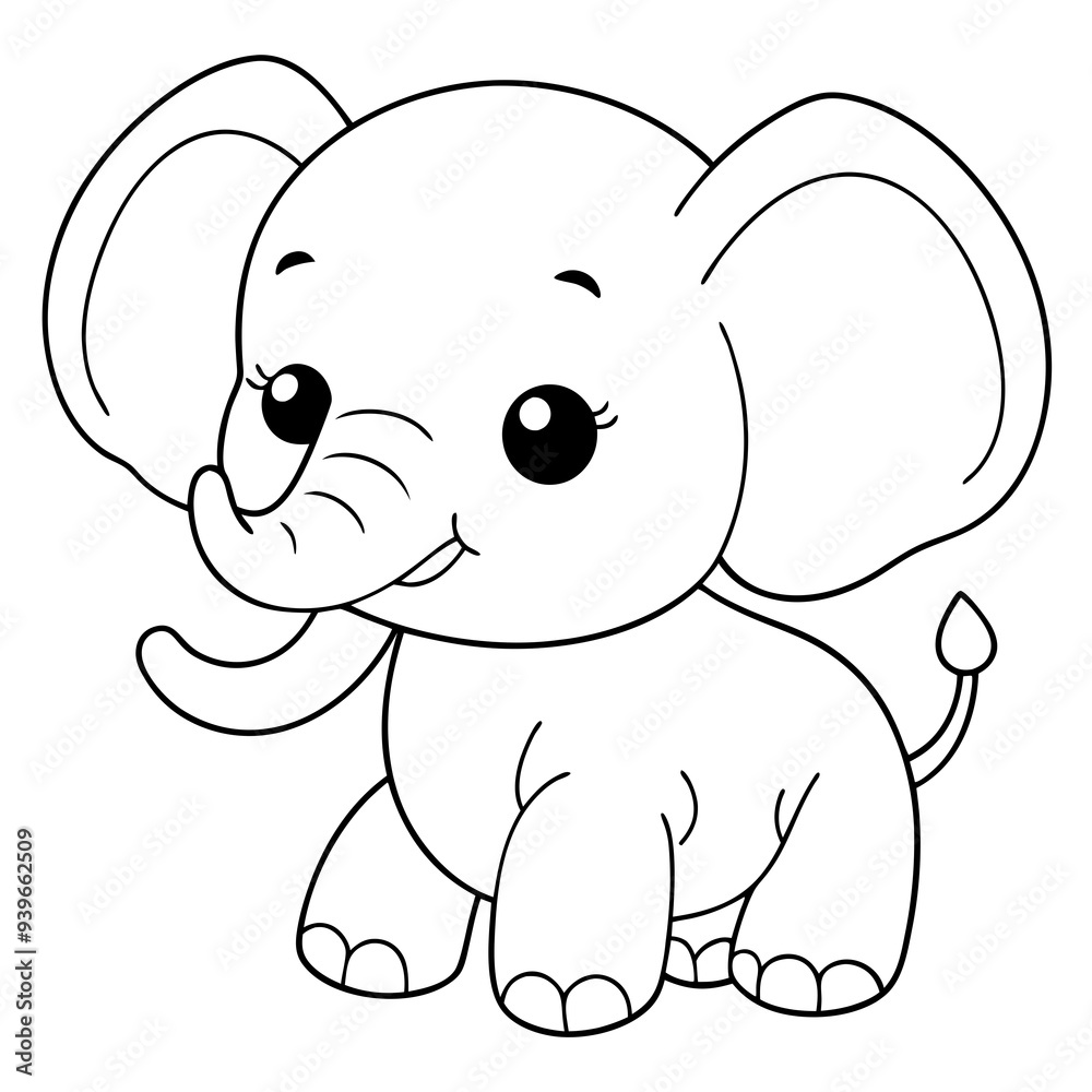 elephant coloring page, elephant outline, elephant illustration, cartoon elephant, kids coloring ...