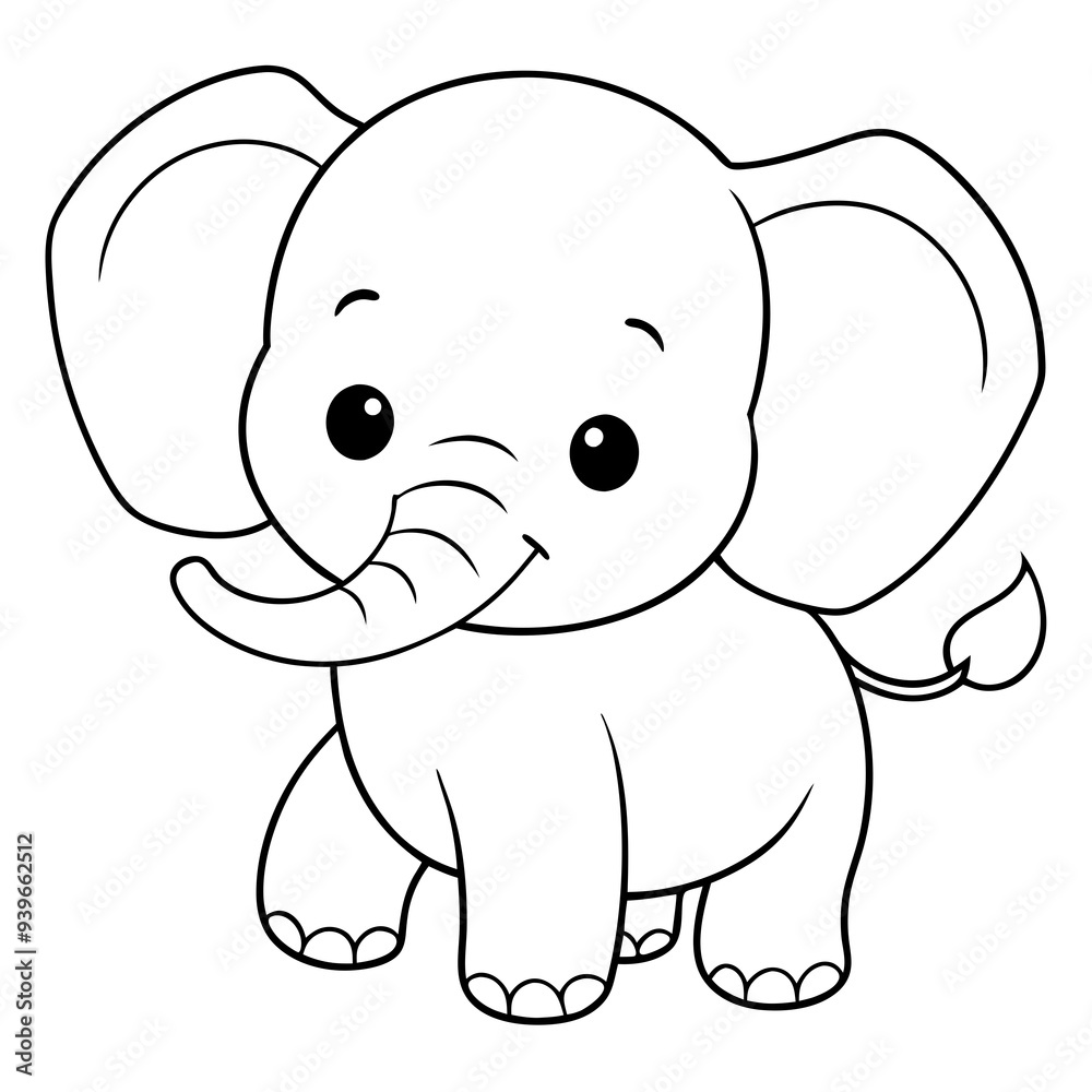 elephant coloring page, elephant outline, elephant illustration ...