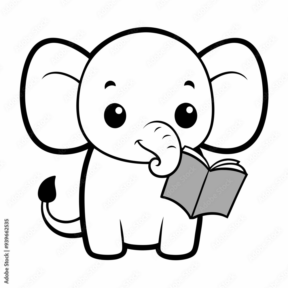 Stockvector elephant coloring page, elephant outline, elephant ...