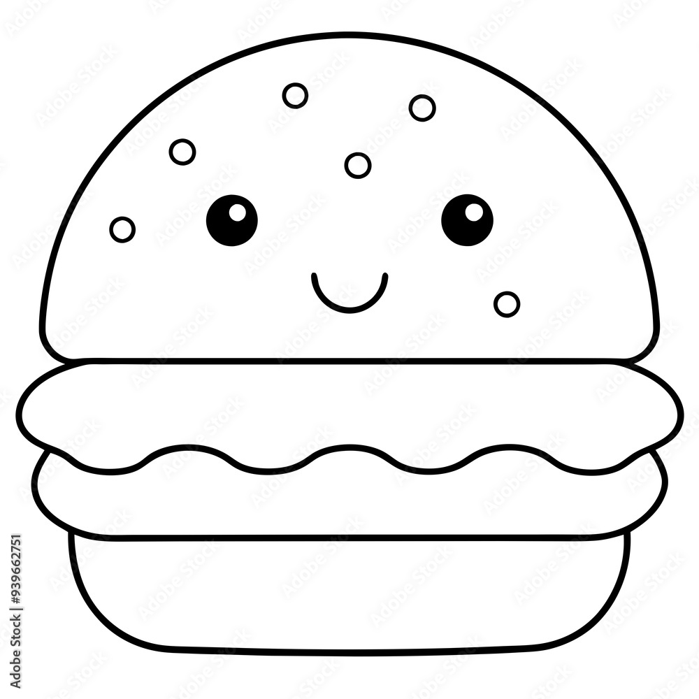 burger coloring page, burger outline, burger illustration, cartoon ...