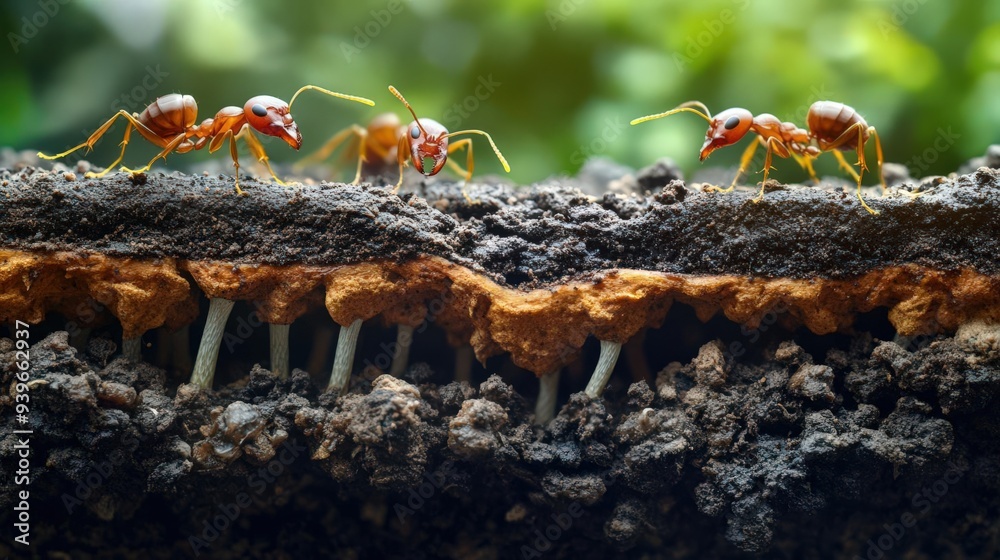 4K Realistic Leafcutter ant colony building fungus garden, cross ...