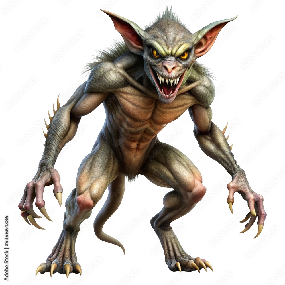 A detailed illustration of a chupacabra, a legendary creature known for ...