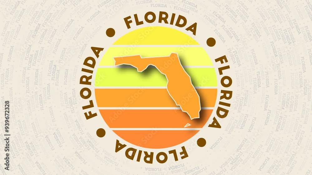 Florida logo intro. Badge with the circular name and map of the US ...