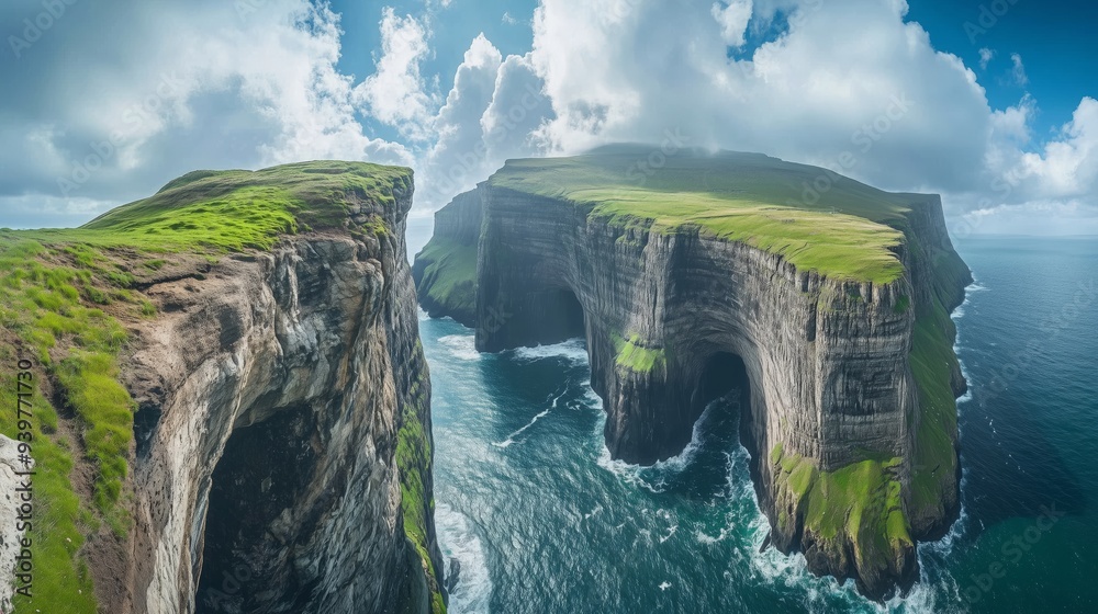 Sorvagsvatn Lake in the Faroe Islands appears to float above the ocean ...