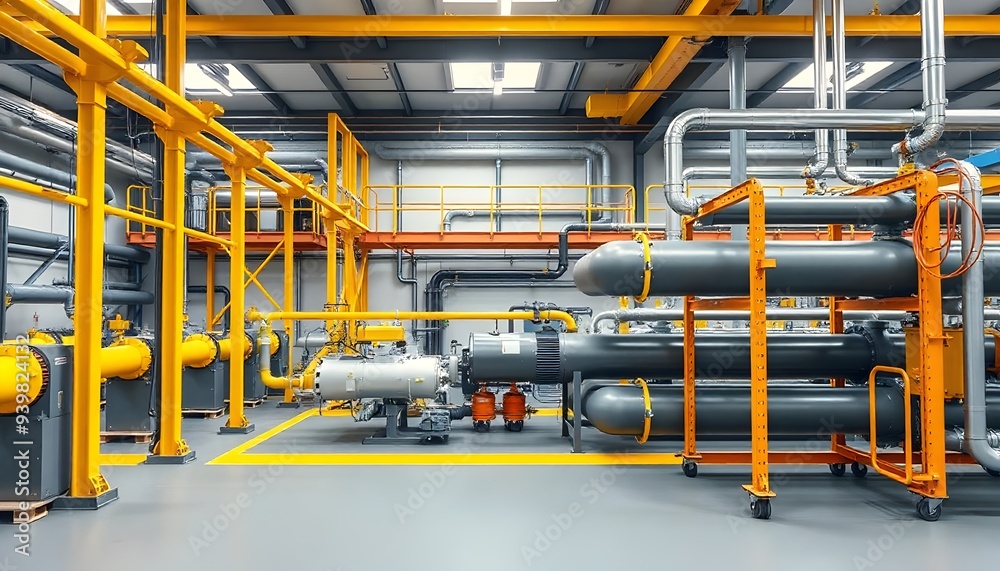 Industrial Setting Oil Chemical Pipeline Hydrogen Pipe Rack. Concept ...