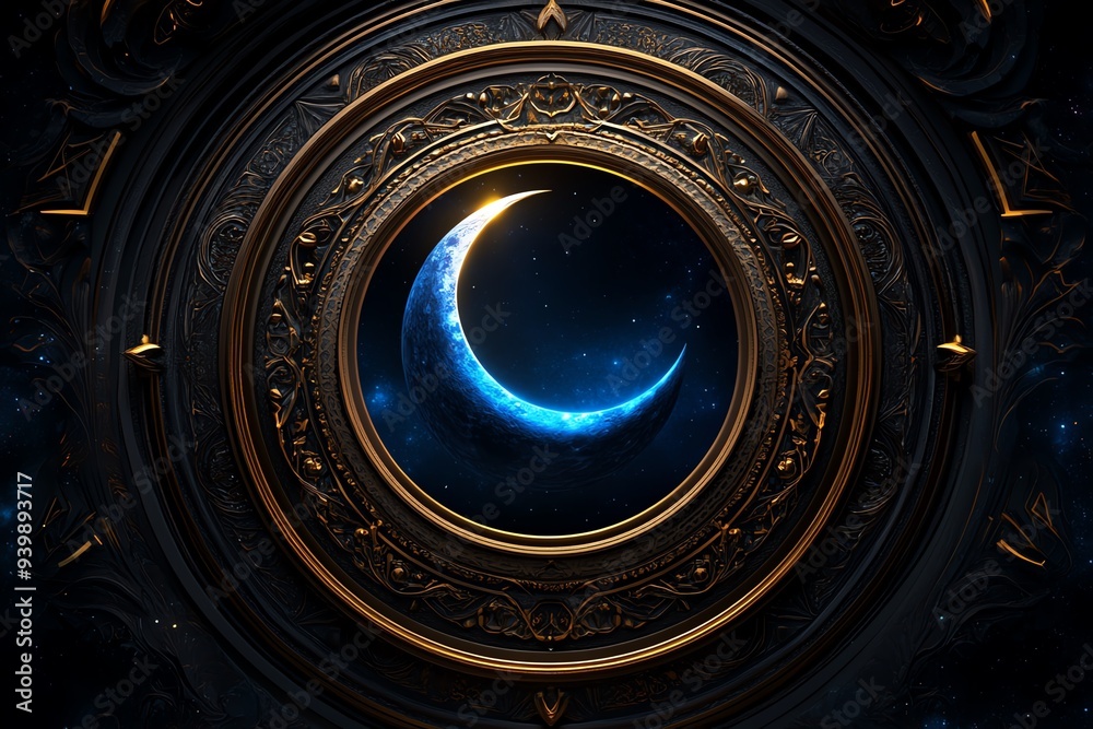 An artistic representation of a lunar eclipse with the moon depicted as ...