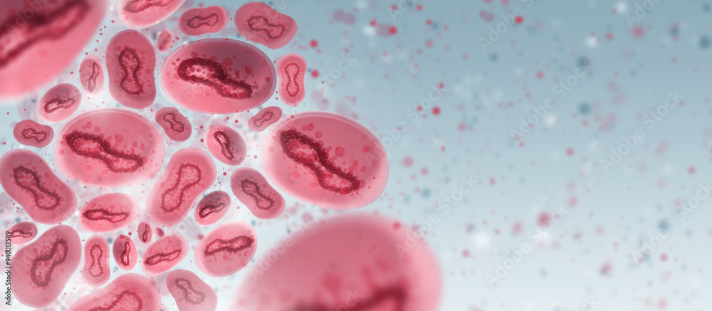 Monkeypox background. MPOX bacteria is variant of smallpox. Penetration ...