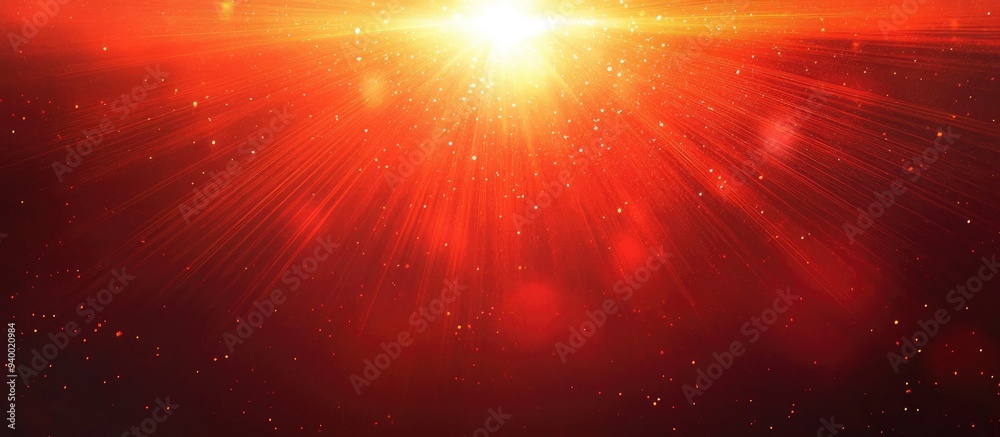 Red halo effect with shiny rays and bright light in the center rendered ...