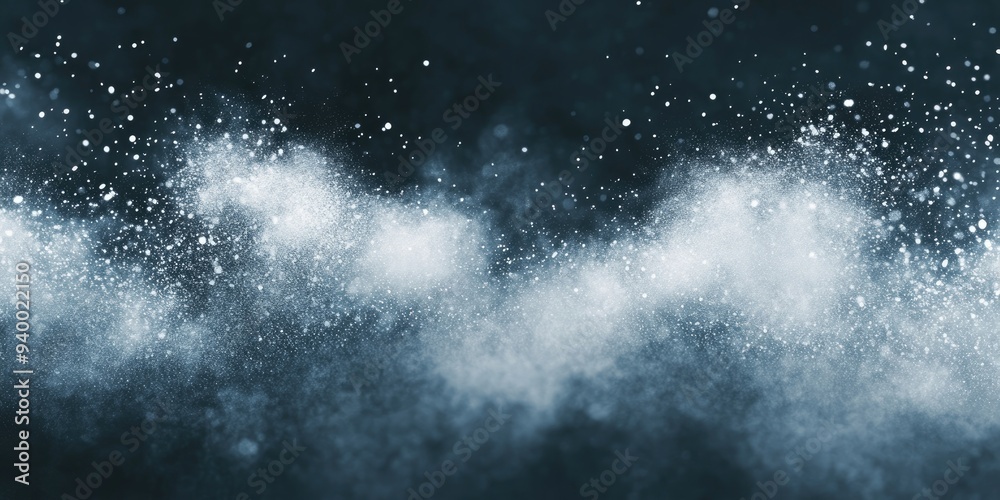 3D cartoon depiction of a freeze motion effect with white particles ...