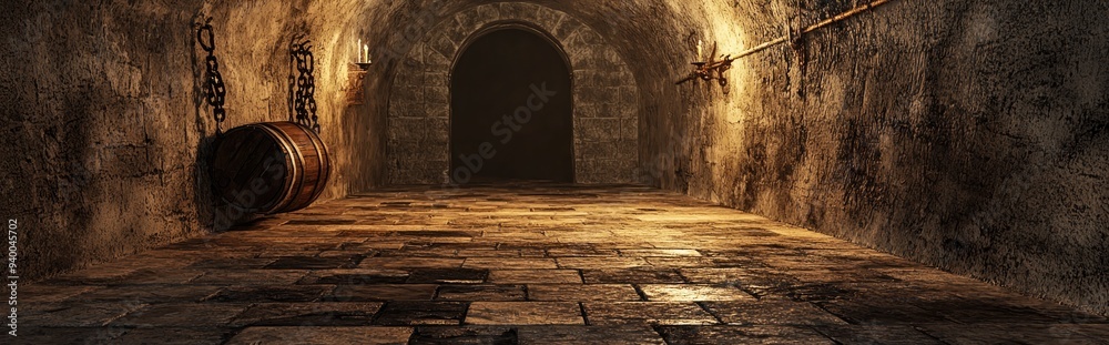 3D rendering of an underground torture chamber entrance from a ...