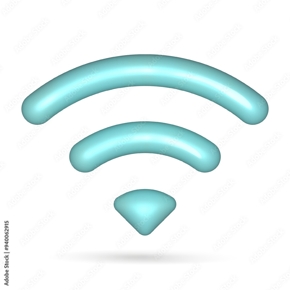 Realistic 3d Bubble Wi-Fi Signal Balloon Wireless Icon. Inflate Y2k 3D ...