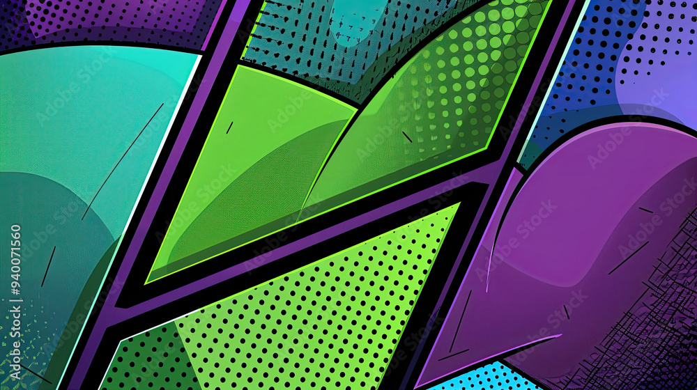 Comic template with a tiered panel design, creating depth with ...