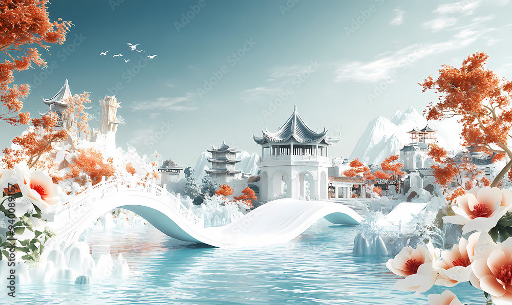 3D antique style, paper-cut craft, mind map, surrealism, an ultra-thin ...