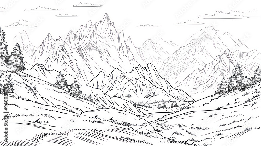 Artistic outline: illustration, highlighting beauty of simplicity ...