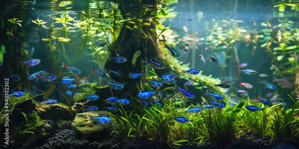Aquarium with Cloudy Water from Bacterial Bloom Beautiful Freshwater ...