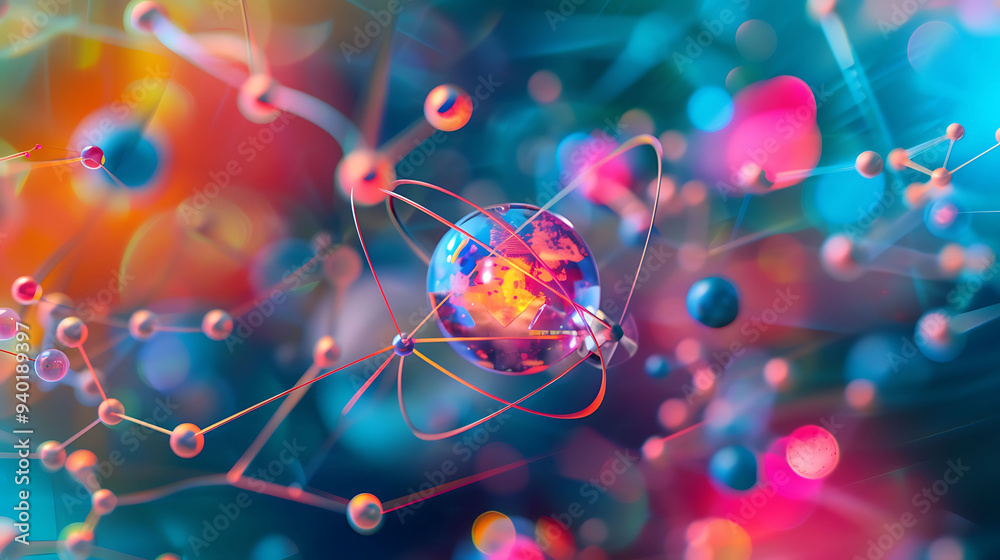 Conceptual image of quarks and gluons forming a proton with a vibrant ...