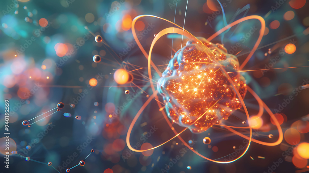 Conceptual image of the atomic structure with detailed representations ...