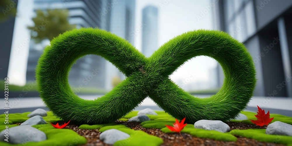 An eco-friendly business continuity concept in manufacturing, featuring ...