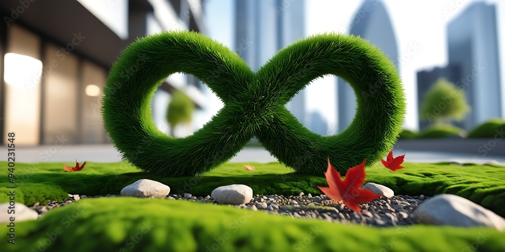 An eco-friendly business continuity concept in manufacturing, featuring ...