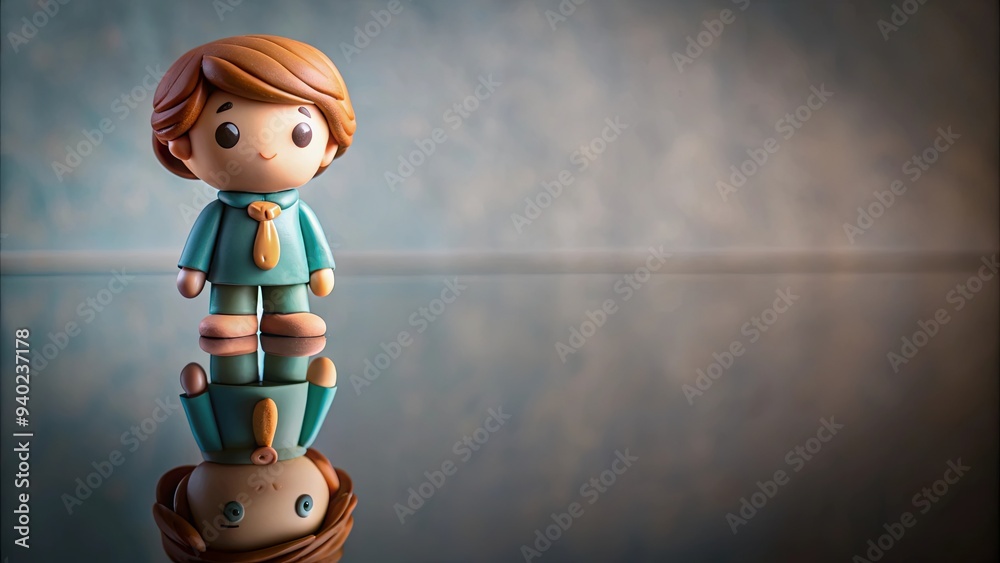 Personnage en p?te ? modeler avec une r?flexion styl?e , p?te ? modeler, personnage, r?flexion ...