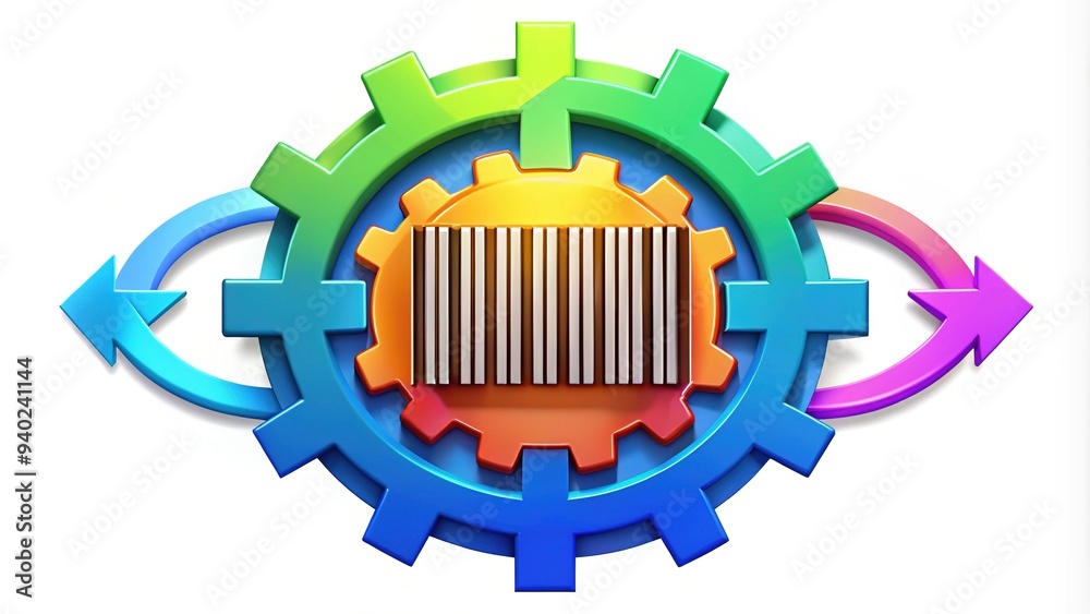 A colorful digital icon representing inventory tracking, featuring a ...