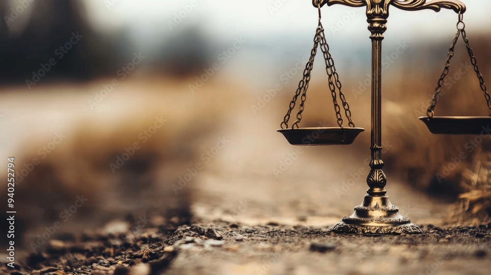 The image of a path divided into two directions, with a large golden ...