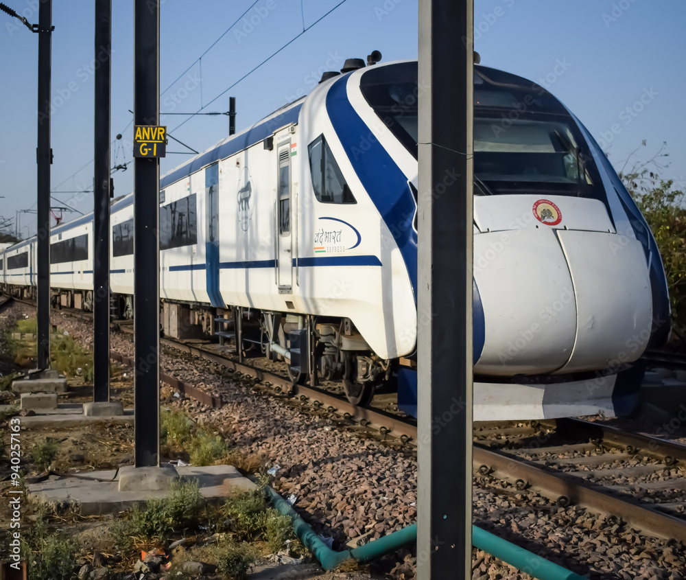 Delhi, India, June 09 2024 - Vande Bharat Express train going from ...
