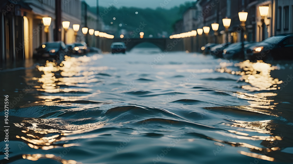 Flooded road during flood caused by torrential rains. flooding streets ...
